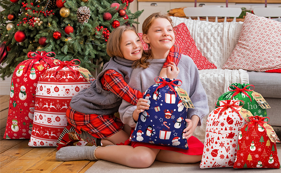 Amazon.com: 12PCS Christmas Gift Bags Assorted Sizes Bulk, Holiday Gift ...