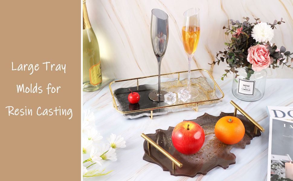 Amazon.com: Tray Resin Molds for Casting, Gartful 4PCS Large Silicone Epoxy Molds, Geode Agate ...