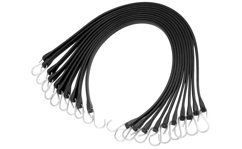 QWORK 50 Pack 31" Adjustable Tarp Straps, Black Rubber Bungee Cords ...