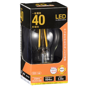Amazon | OHM LED電球 フィラメントタイプ 一般電球形 E26 40形相当 4W 電球色 全方向 LDA4L C6 06-3462 | オーム（OHM） | LED電球 通販