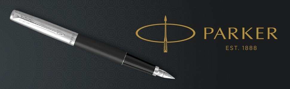 Parker Jotter Fountain Pen, Stainless Steel Body, Medium Point, Blue Ink, Includes Gift Box ...