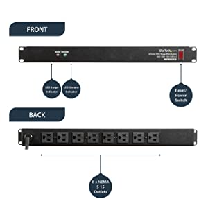 Amazon.com: StarTech.com 25U Server Rack Cabinet & 8 Outlet Horizontal 1U Rack Mount PDU Power ...