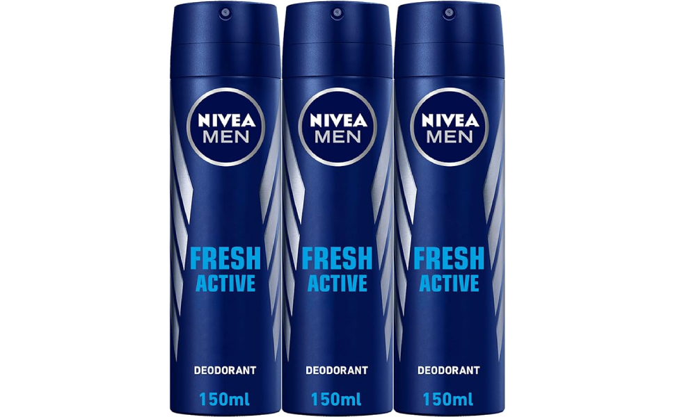 NIVEA MEN Fresh Active, Antibacterial Deodorant Spray for Men, 48H Active Protection, with ...