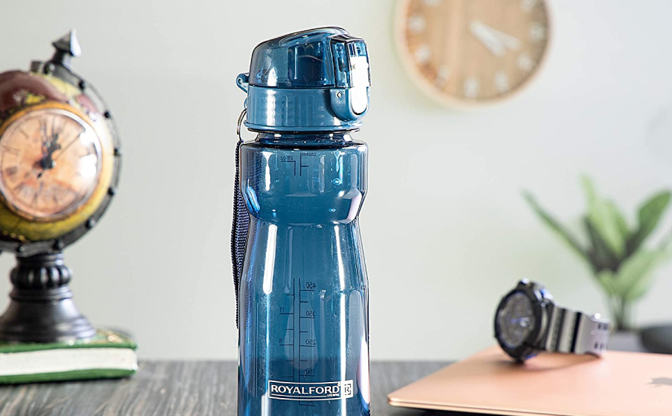Royalford 750ml Water Bottle - Reusable Water Bottle Wide Mouth with Hanging Clip | Printed ...