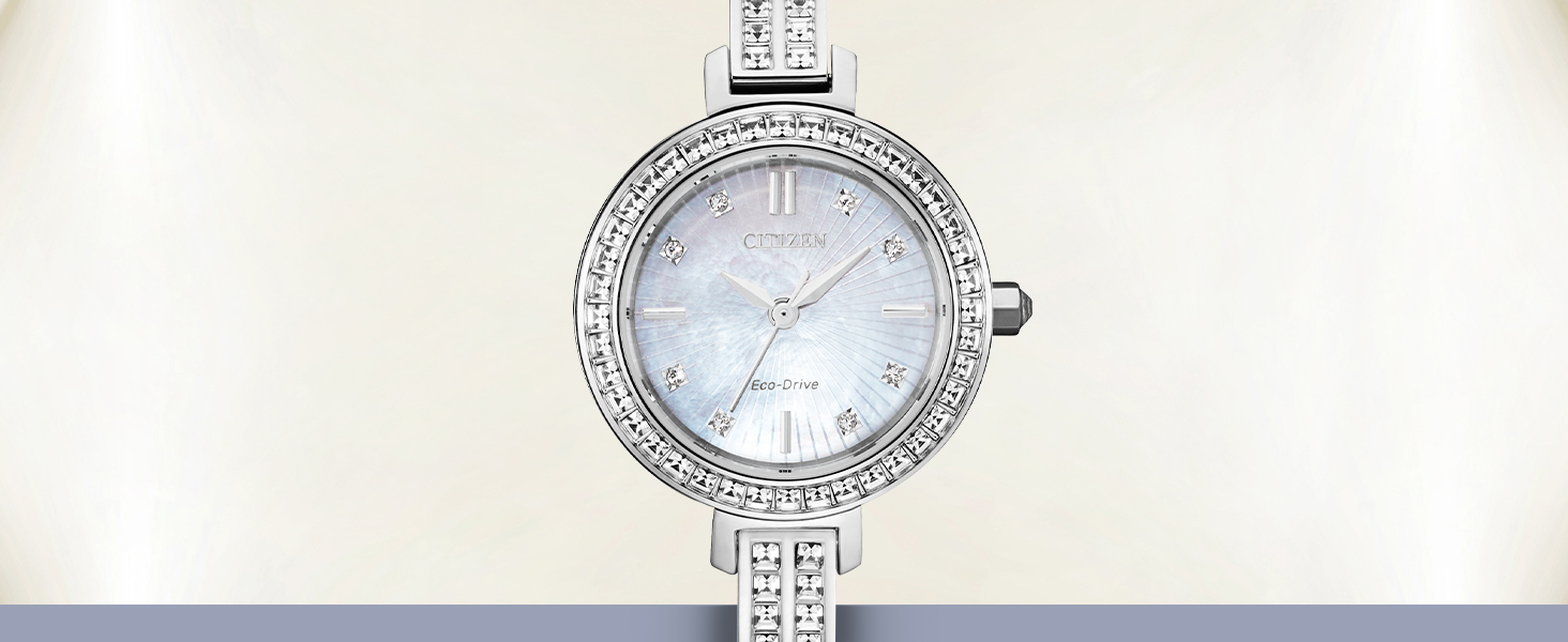 Citizen Women's Silhouette Crystal Eco-Drive Watch, White Dial, Stainless Steel, Silver (Model ...