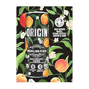 Amazon.com: ORIGIN Organic & Non-GMO Peach Flavor Sparkling Water, 12 Fl Oz, Recyclable Aluminum ...