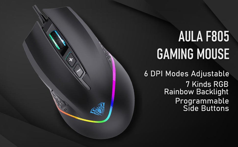 Aula F805 Programmable USB Gaming Mouse With Rainbow Backlight For PC: Buy Online at Best Price ...