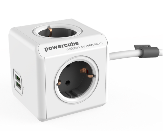 Allocacoc PowerCube Extended Power Socket UK -1.5 Metre (Non-USB) - Red ...