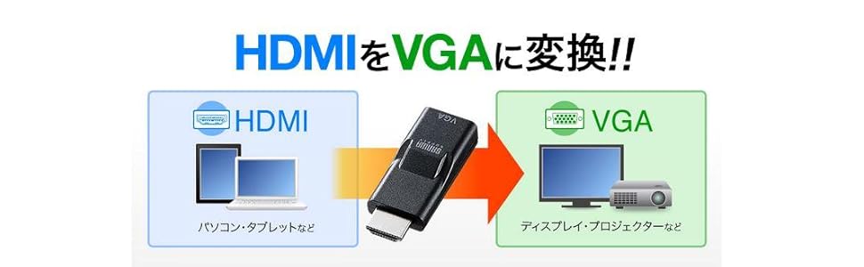 Amazon.co.jp: サンワサプライ HDMI-VGA変換アダプタ (HDMIオス-ミニD-sub15pinメス) AD-HD16VGA : パソコン・周辺機器