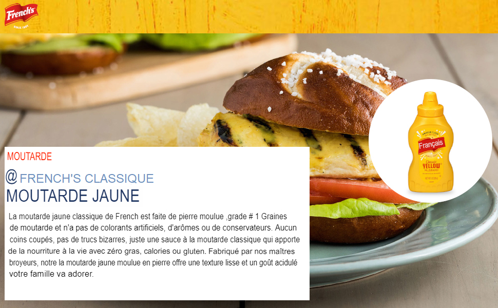 French's Yellow Mustard (226g) Classic : Amazon.fr: Epicerie