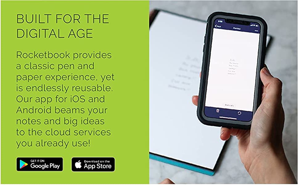 Rocketbook Core Reusable Smart Notebook Innovative Eco Friendly Digitally Connected Notebook