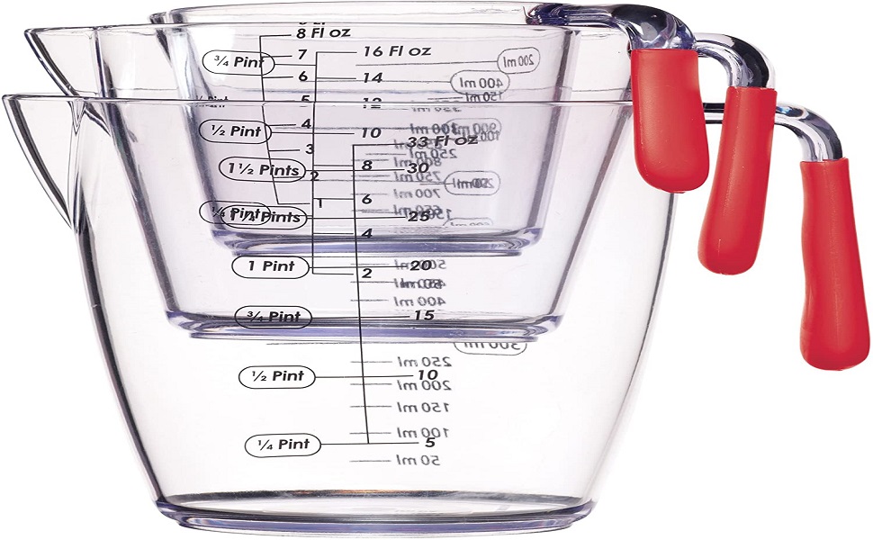 Amazon.com: Colourworks Measuring Jug Set, 3-Piece Plastic Measuring Jug with 200, 400 and 900ml ...