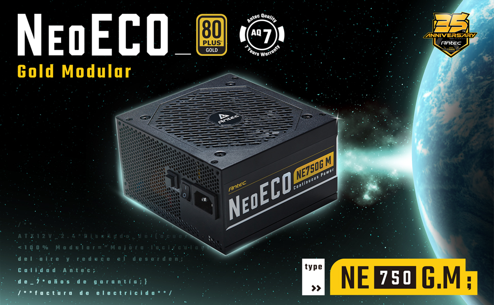 Antec NeoECO NE750G M 80+ Gold Certified Fully Modular PSU, Continuous Power with 120mm Silent ...