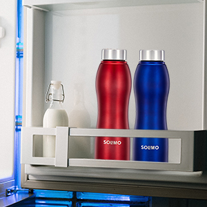 Amazon Brand - Solimo Stainless Steel Water Bottles | Set of 2 | Spill-Proof | Ergonomic ...