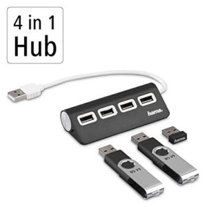 Hama USB Hub 4 Ports schwarz & Amazon Basics FDBU USB 3.0-Verlängerungskabel 1 m, Schwarz ...