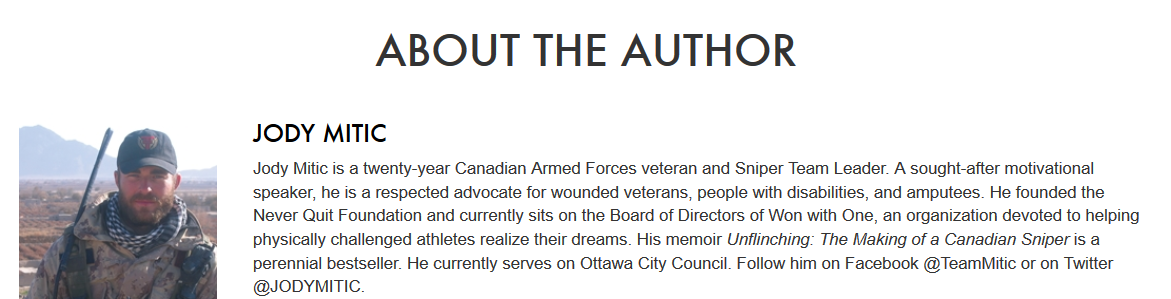 Unflinching: The Making of a Canadian Sniper: Mitic, Jody ...