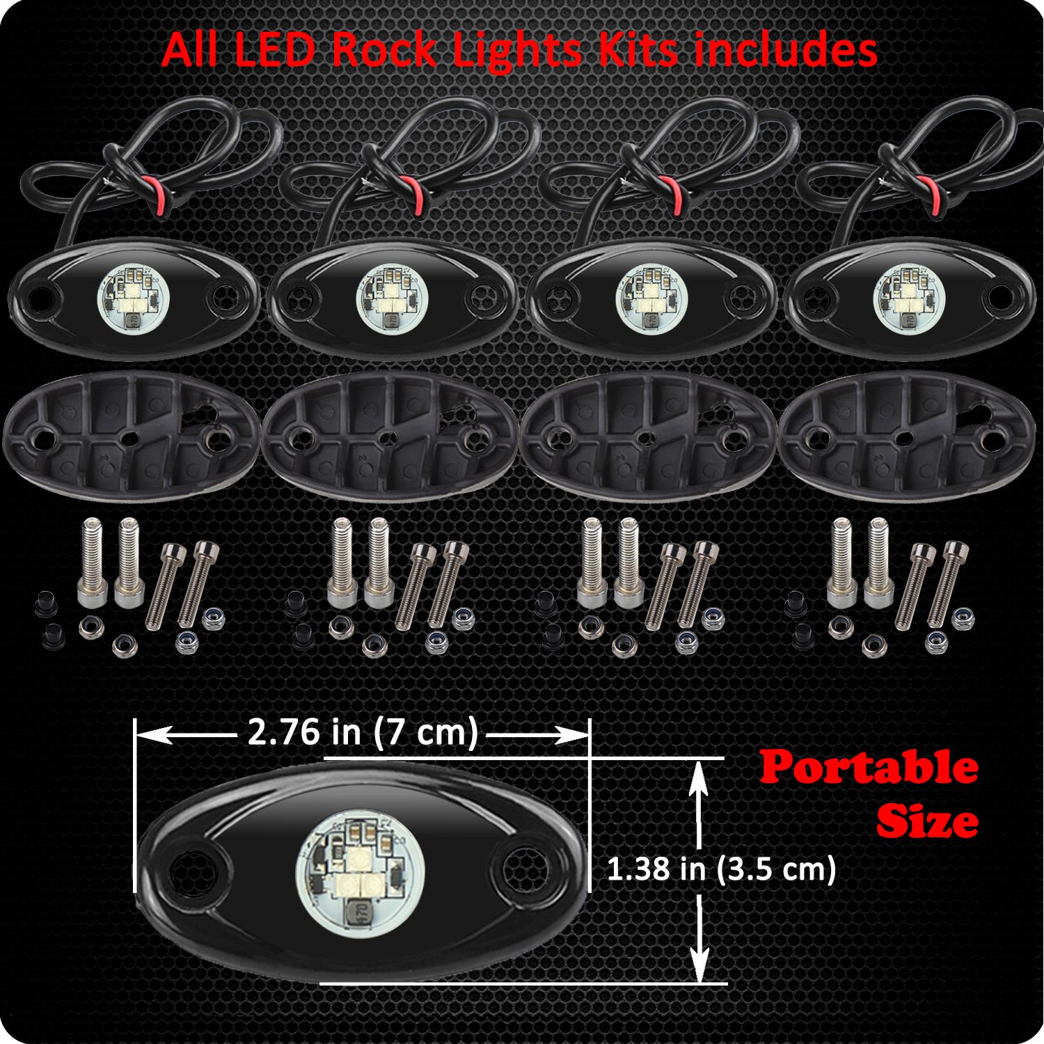 4 Pods LED Rock Lights Kit, Ampper Waterproof Underglow LED Neon Trail ...