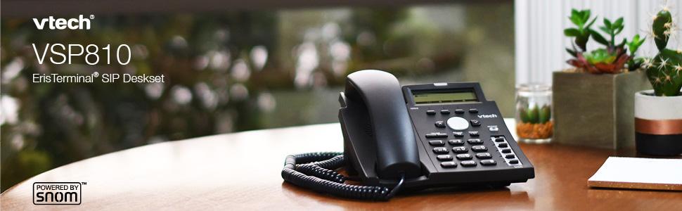 VTech ErisTerminal VSP810 SIP deskset with Support for 4 SIP Lines/Accounts, 5 programmable ...