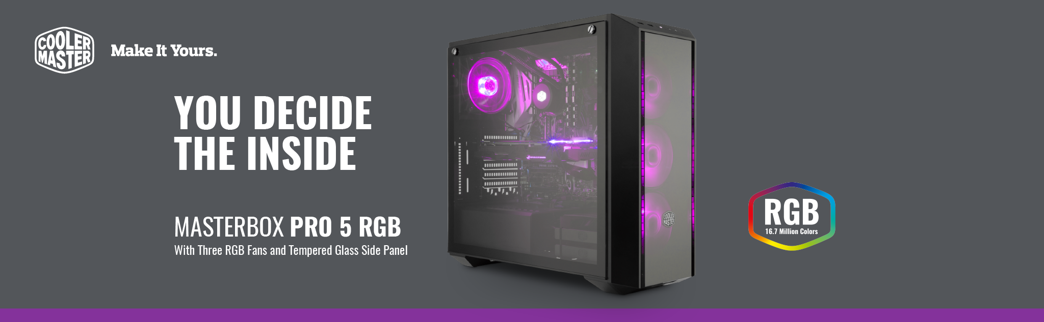 Cooler Master MasterBox Pro 5 RGB Mid-Tower PC Case 3 RGB Fans 120mm ...