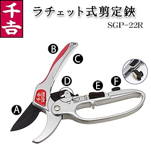 Amazon | 千吉 ラチェット式 剪定鋏 SGP-22R | 園芸用はさみ