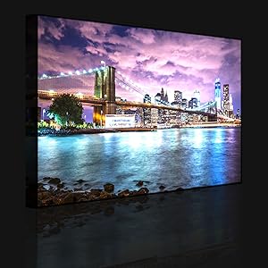 Lightbox-Multicolor | LED Bild | Skyline New York | 100x70 cm | Front Lighted : Amazon.de: Küche ...