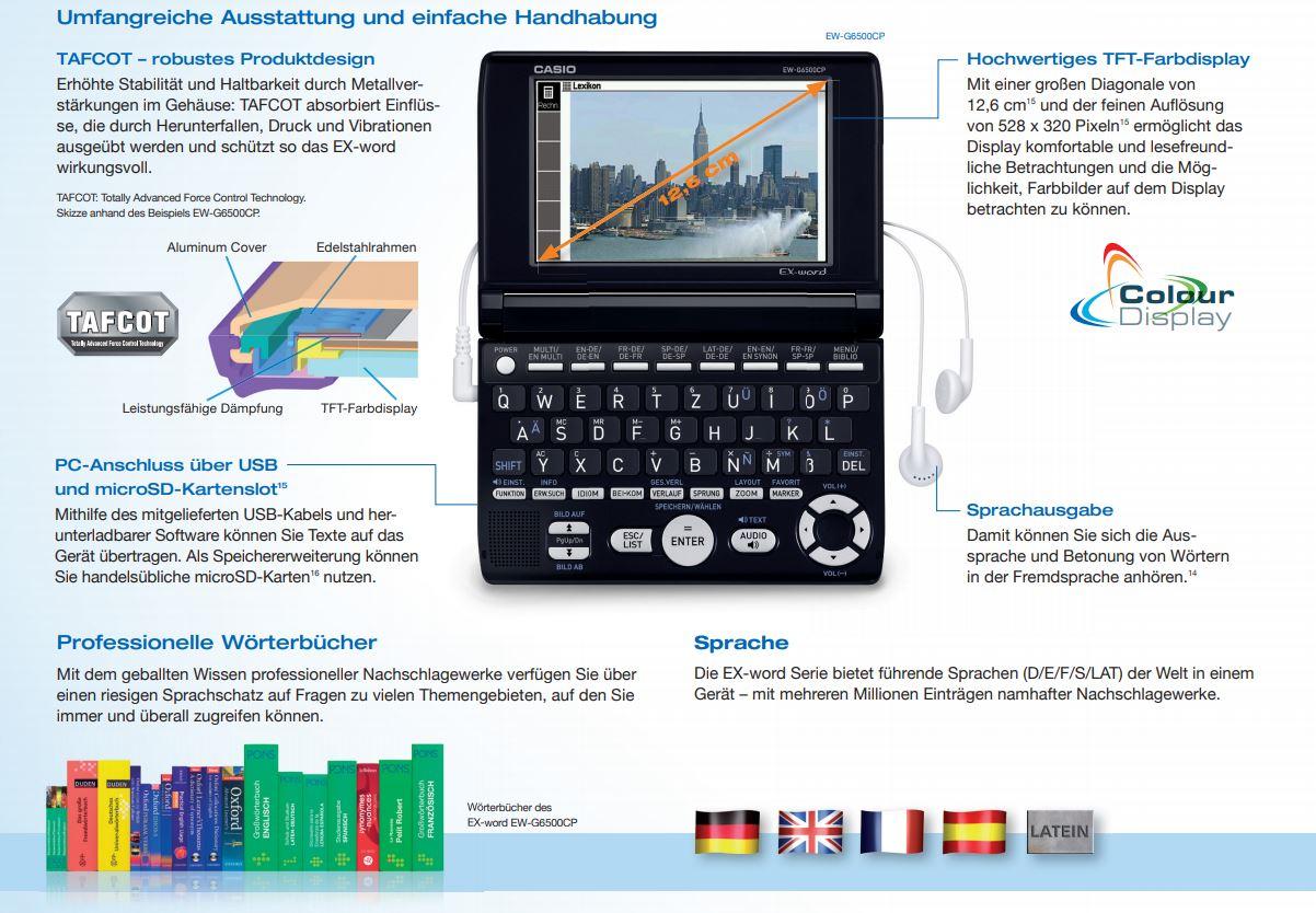 Casio EX-word EW-G200 Elektronisches Wörterbücher für Deutsch, Englisch ...