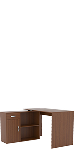 Vida Designs Otley Computer Desk with Shelves and 2 Drawers, Home ...