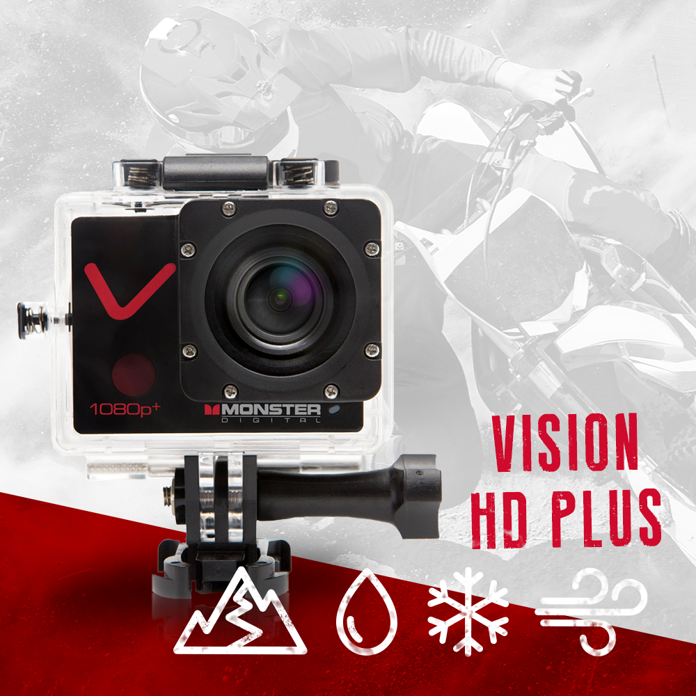 Monster Vision 1080p+ 60fps Sports Action Camera Kit [Ready to Record ...
