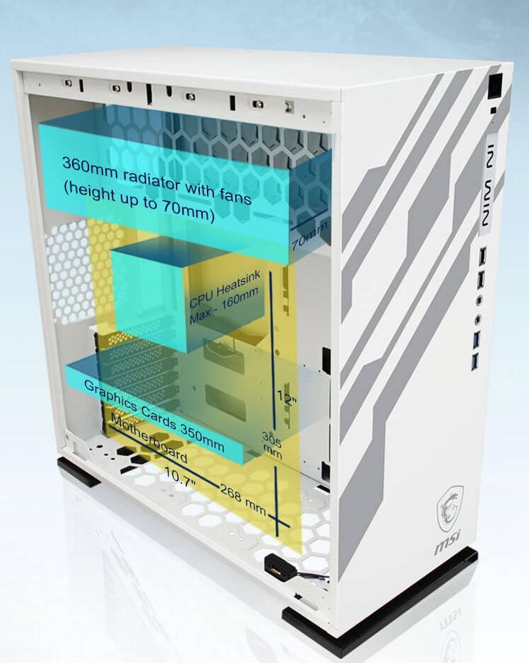 Amazon.com: InWin 303 MSI Dragon White ATX Mid Tower SECC Computer Case ...