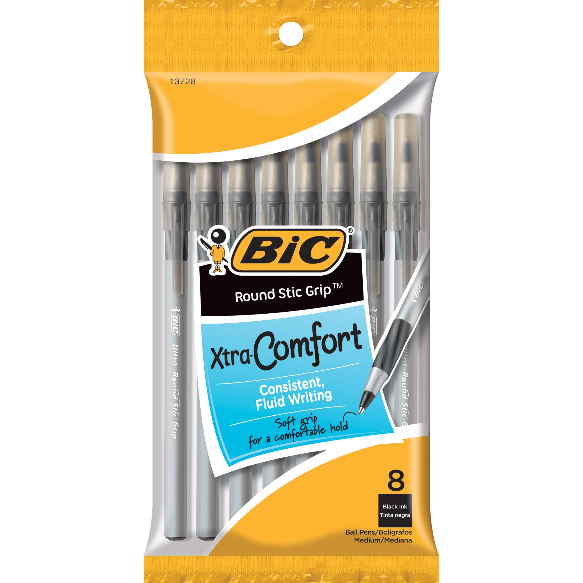 BIC Ultra Round Stic Grip Ball Pen, Medium Point, 1.2mm, Black, 8-Count (GSMGP81-Blk): Amazon.ca ...
