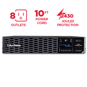 CyberPower PR1500RT2U Smart App Sinewave UPS System, 1500VA/1500W, 8 Outlets, 2U Rack/Tower, AVR ...