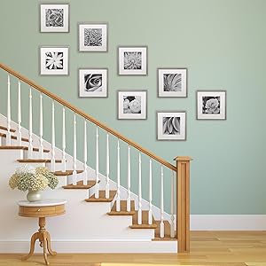 GALLERY PERFECT 9 Piece Black Square Photo Frame Wall Gallery Kit ...