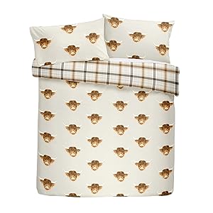 Fusion Highland Cow Reversible Duvet Cover Set, Ochre,1 pack, Single : Amazon.co.uk: Home & Kitchen