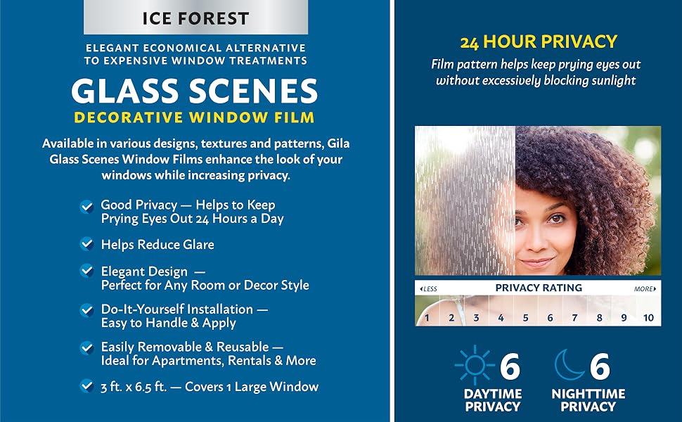 Amazon.com: Gila® Glass Scenes Ice Forest Decorative Residential Window Film No Glue No Adhesive ...