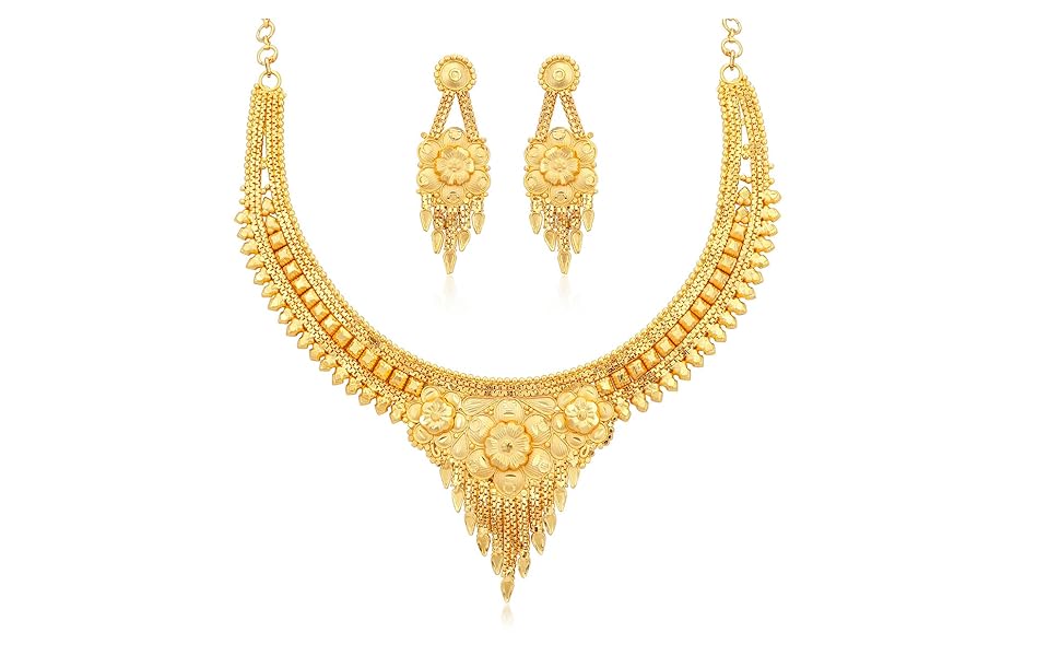 Buy Sukkhi Classic 24 Carat Gold Plated Wedding Jewellery Choker Necklace Set for Women (N73713 ...