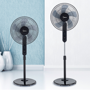 Midea FS40-15FR Standventilator Leise mit Fernbedienung, 3 Geschwindigkeitsstufen,LED Anzeige, 7 ...