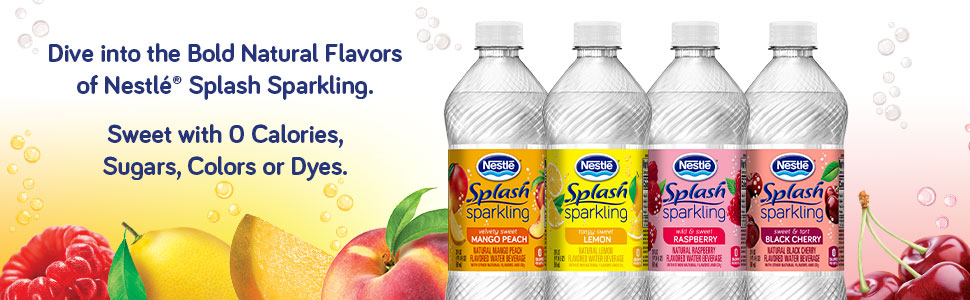Amazon.com : Nestle Splash Sparkling Flavored Water Beverage, Black Cherry, 16.9 fl oz. (24 Pack ...