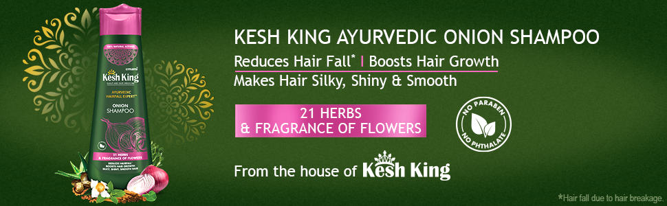 Kesh King Ayurvedic Onion Shampoo with 21 Herbs, Reduces Hairfall & Boost Hair Growth, 300ml ...