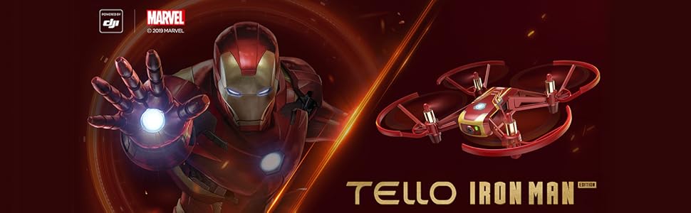 Ryze DJI Tello Iron Man Edition - Mini-Drohne ideal für Kurze Videos mit EZ-Shots, VR-Brillen ...
