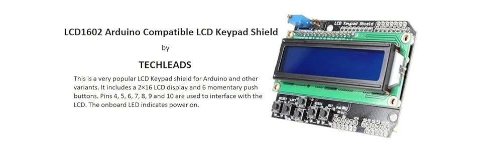 Techleads 1602 Lcd Shield Module Display V3 For Arduino Uno R3 Mega2560 ...