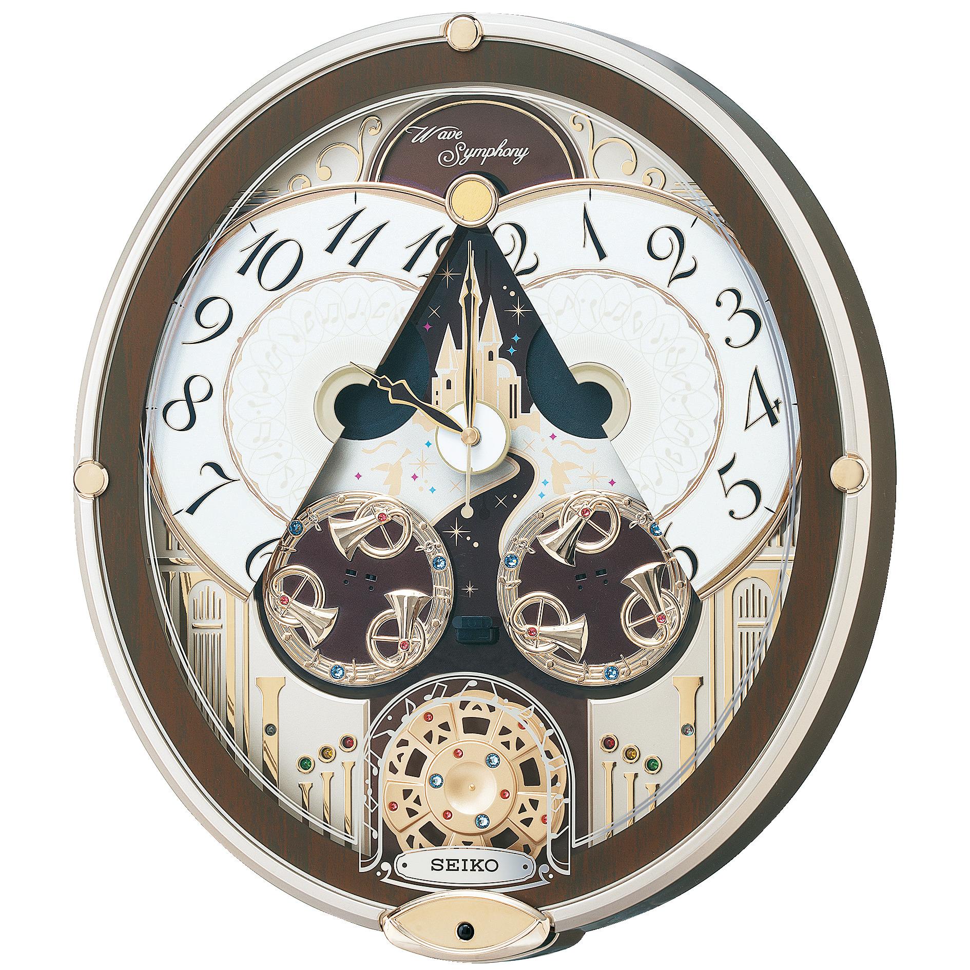 Amazon.co.jp： セイコー クロック 掛け時計 電波 アナログ からくり 6曲 メロディ 回転飾り 薄金色 パール RE577B ...