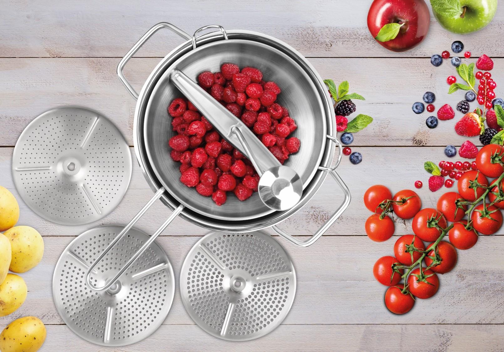 Dr. Oetker Passiergerät Edelstahl, inkl. 3 auswechselbaren Lochscheiben ...