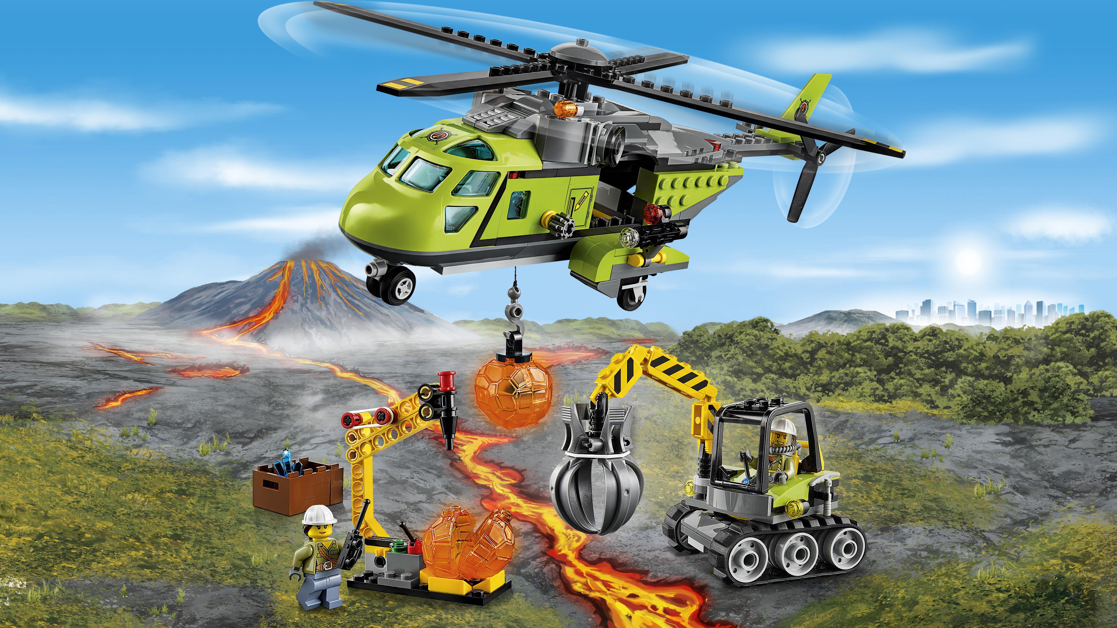 Amazon.com: LEGO City Volcano Explorers 60123 Volcano Supply Helicopter ...