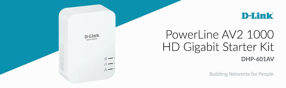 D-Link DHP-601AV (2x DHP-600AV) Starter Kit di 2 Adattatori Powerline, Porta Gigabit, AV2 1000 ...