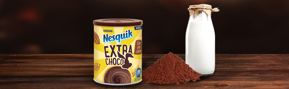 NESQUIK Extra Choco Preparato per Bevanda con Cacao Solubile, 12 barattoli da 390g (4,68kg ...