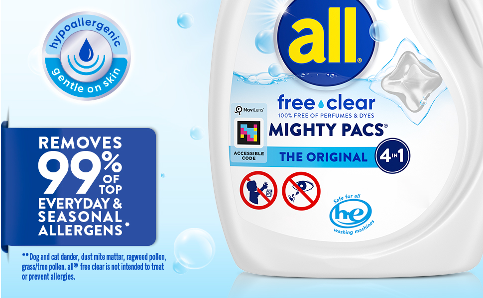 Amazon.com: all Free Clear Mighty Pacs Laundry Detergent, for Sensitive Skin, Unscented and Dye ...