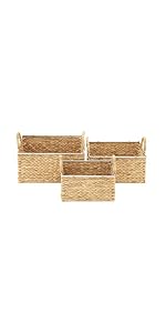 Amazon.com: Deco 79 Seagrass Rectangle Storage Basket with Handles, Set ...