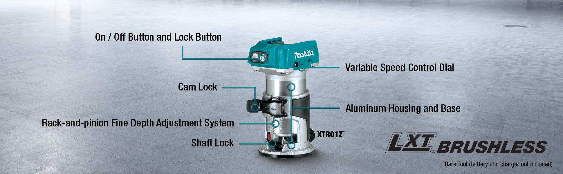 Makita XTR01Z 18V LXT Lithium-Ion Brushless Cordless Compact Router ...