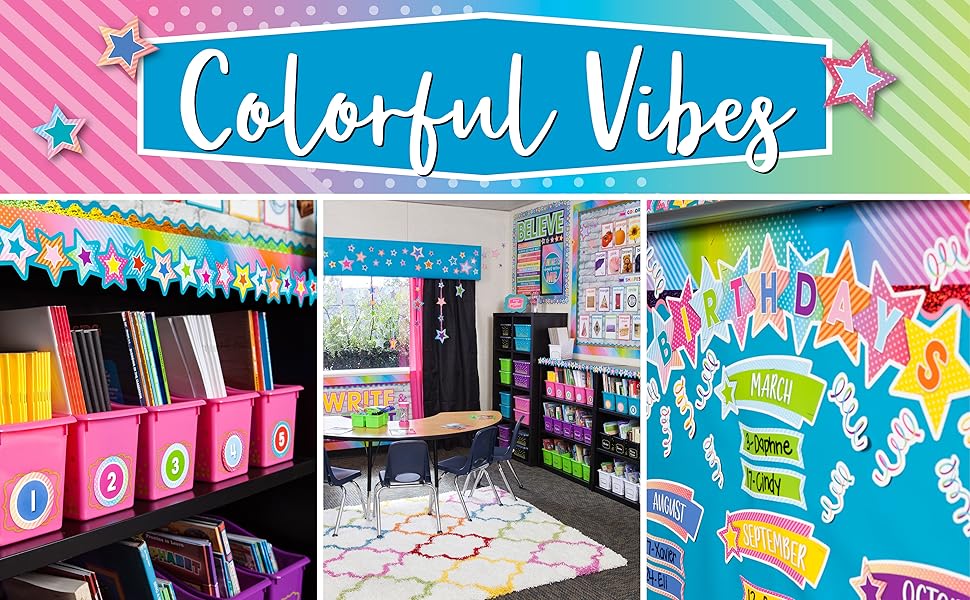 Amazon.com: Teacher Created Resources Colorful Vibes Classroom Rules ...