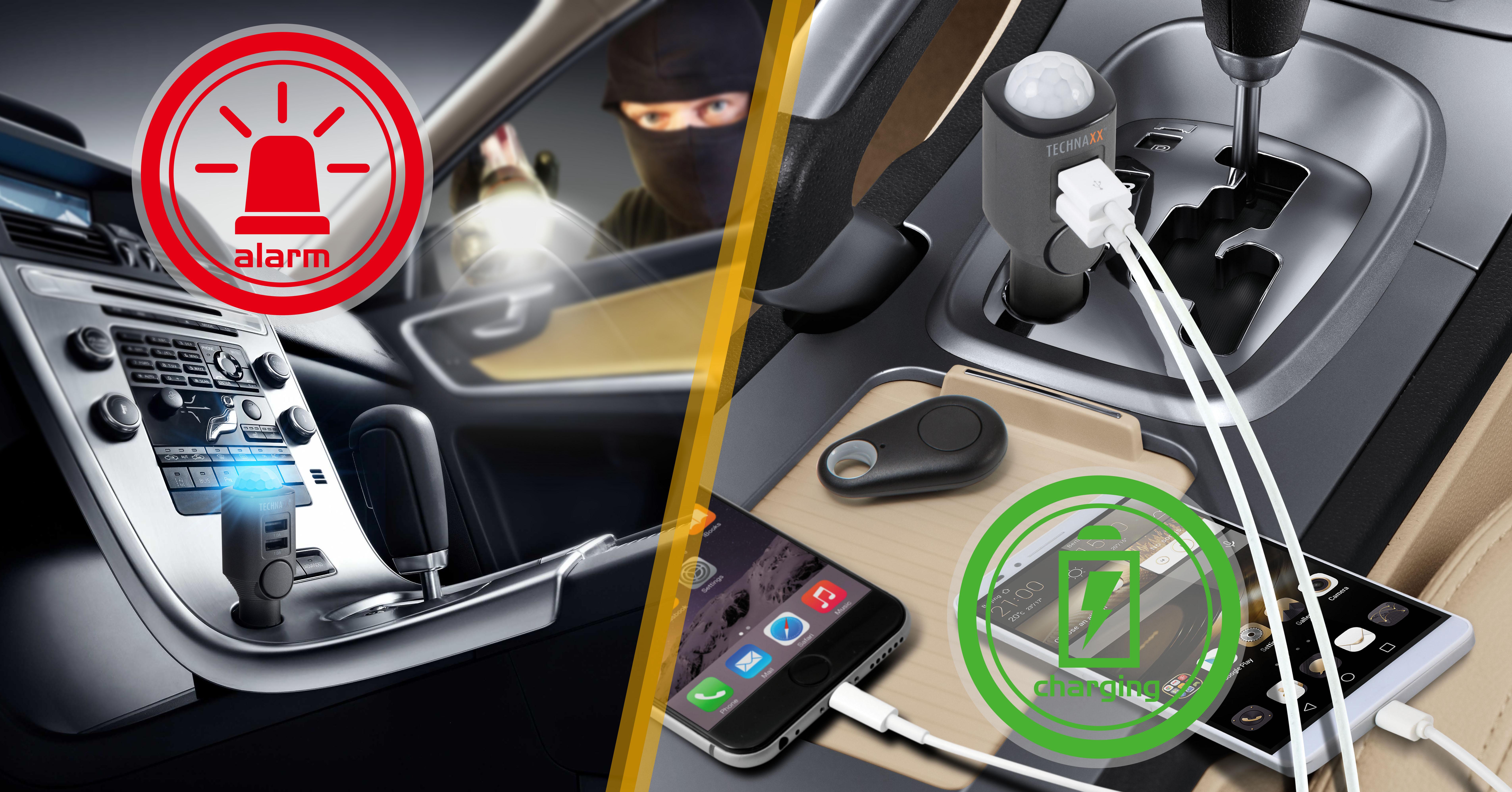 Technaxx car alarm with charging function TX-100 car monitoring alarm ...